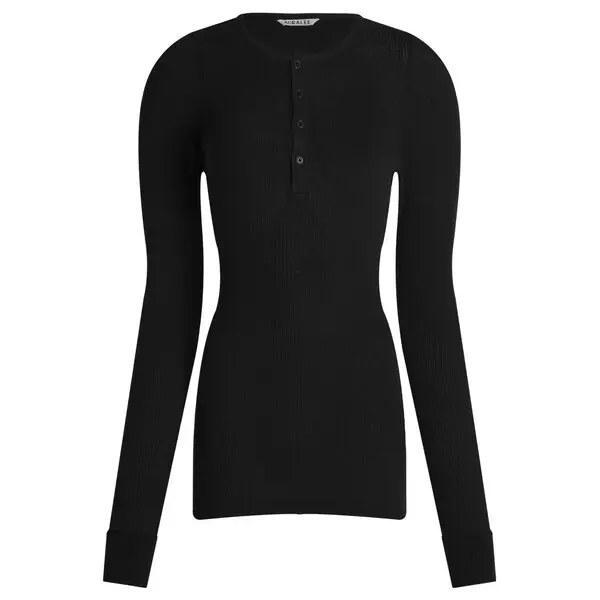 Auralee Organic Soft Rib Pullover - Black