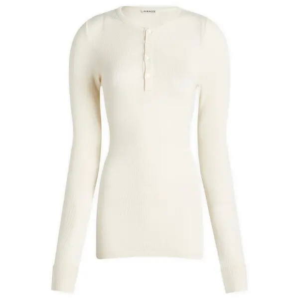 Auralee Organic Soft Rib Pullover - Ivory