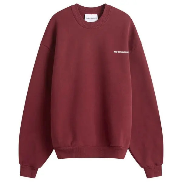 MKI MIYUKI ZOKU Uniform Crew Neck Sweatshirt - Burgundy/white