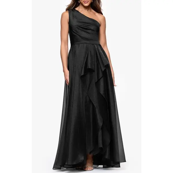 XSCAPE EVENINGS One-shoulder Organza Gown