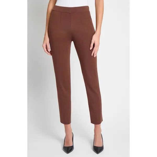 Misook Nancy Slim Leg Knit Pants - Truffle