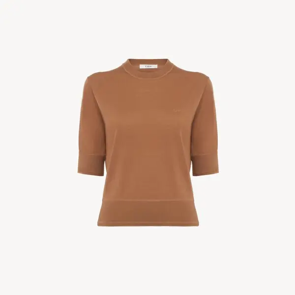 Chloé Short-sleeve Merino Wool Knit Sweater