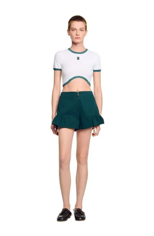 Sandro Two-tone Cropped T-shirt