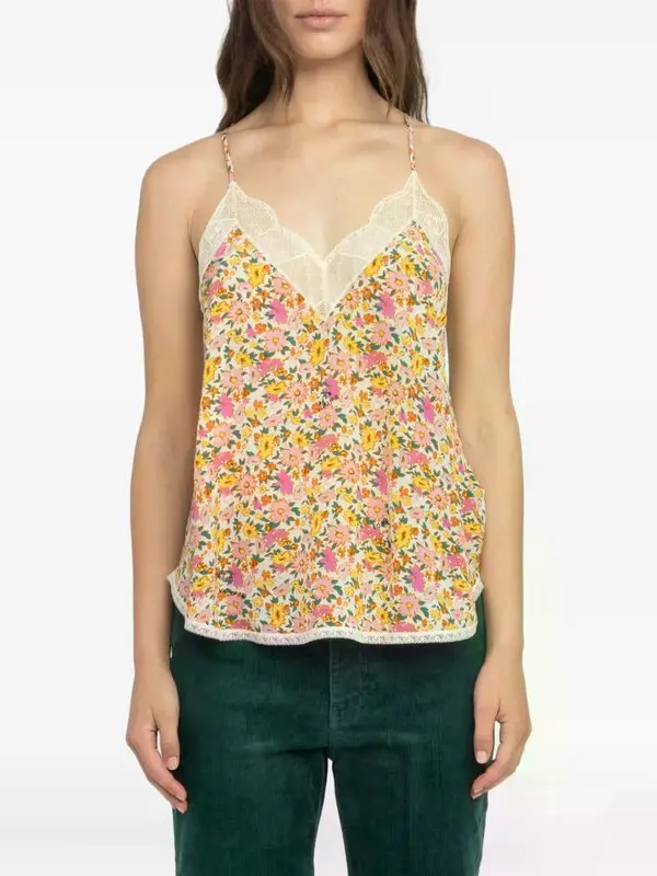 Zadig&Voltaire Floral-print Lace-trimmed Top