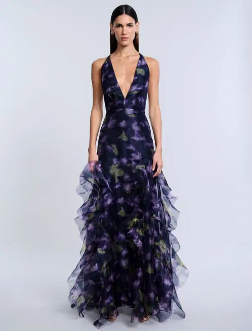 Bcbgmaxazria Printed Organza A-line Gown