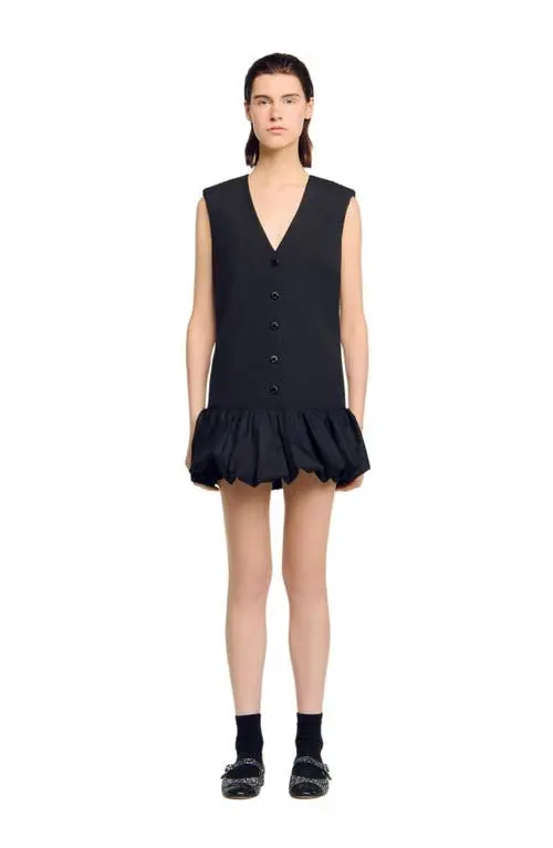 Sandro Short Tailored Dress With Ruffle