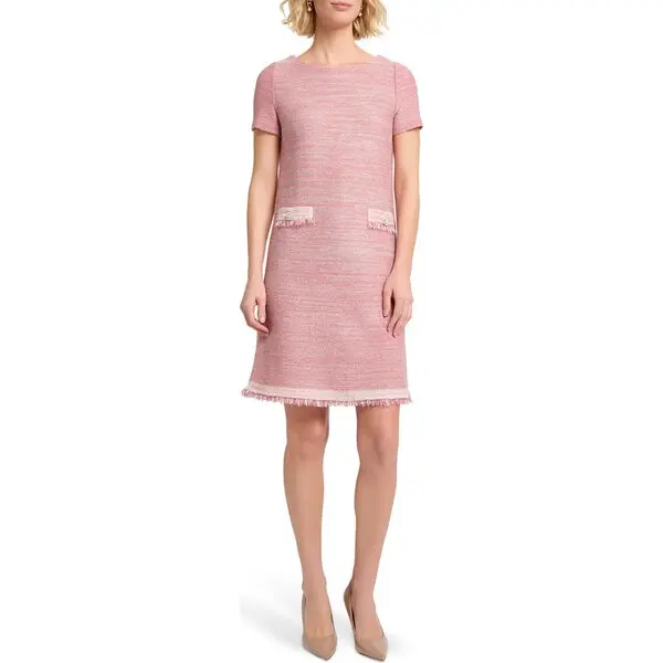 Misook Fringe Melange Shift Dress