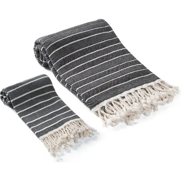 OLIVE & LINEN Cloud Soft Turkish Towel Set - Black