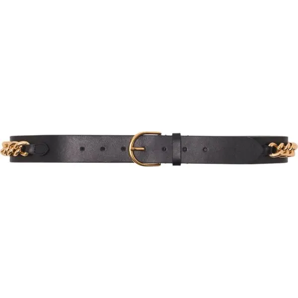 Maje Leather Belt With Chain