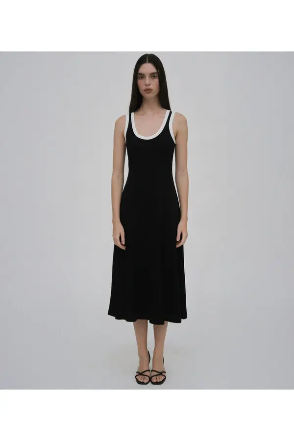 Rosetta Getty Contrast RIB TANK Dress - Black