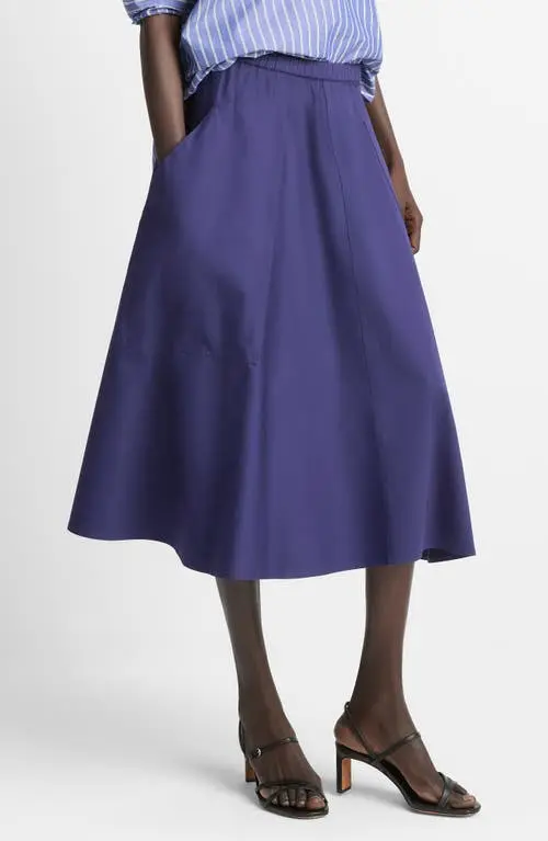 Vince Stretch Cotton Midi Skirt - Deep Iris