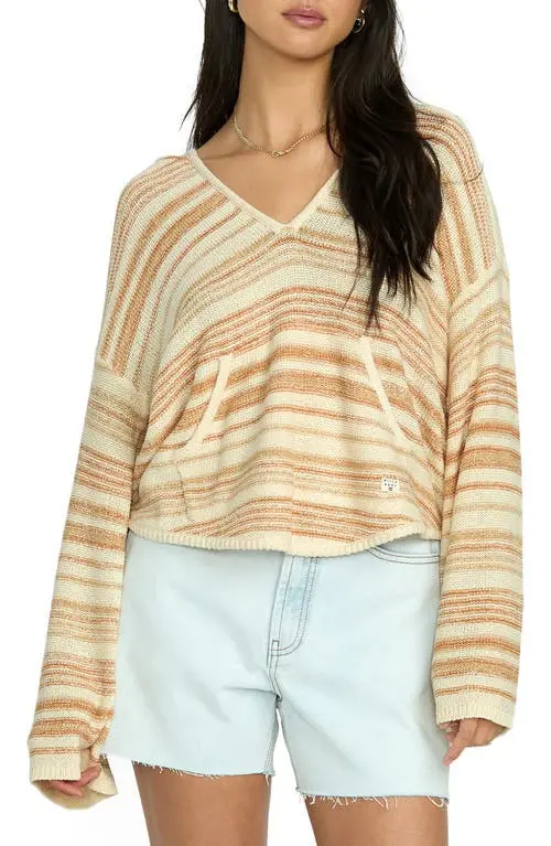 BILLABONG Striped Knit Sweater Hoodie - Biscuit