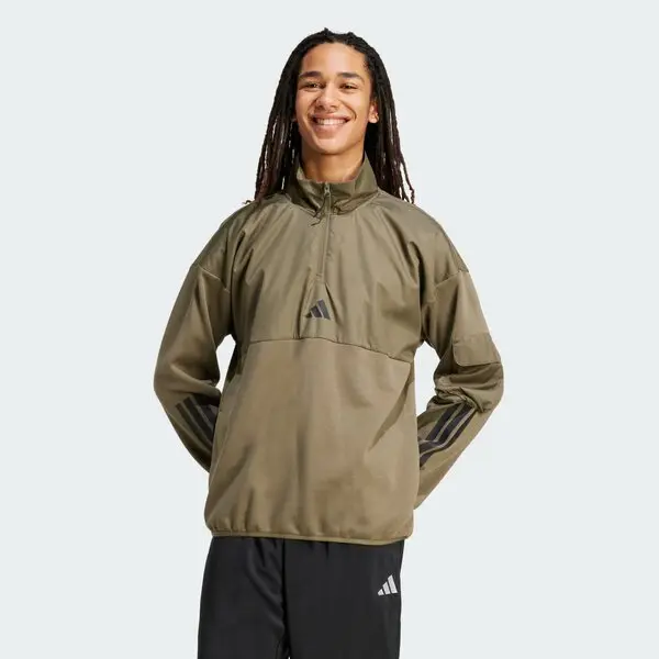 Adidas City Tech Utility Half-zip Sweatshirt - Olive Strata