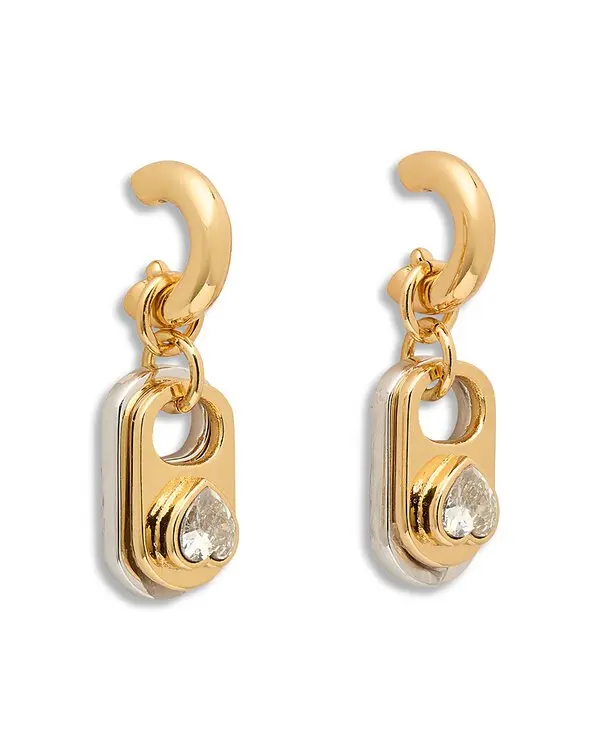 Kate Spade New York Crystal Heart Charm Huggie Hoop Earrings