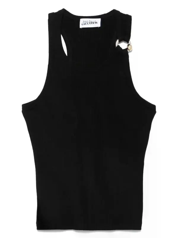 Jean Paul Gaultier Sleeveless Ribbed Knit Top - Black