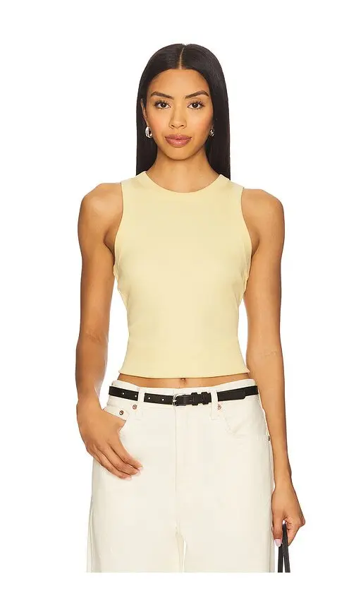 Veronica Beard Cropped Jordyn Tank - Chamomile