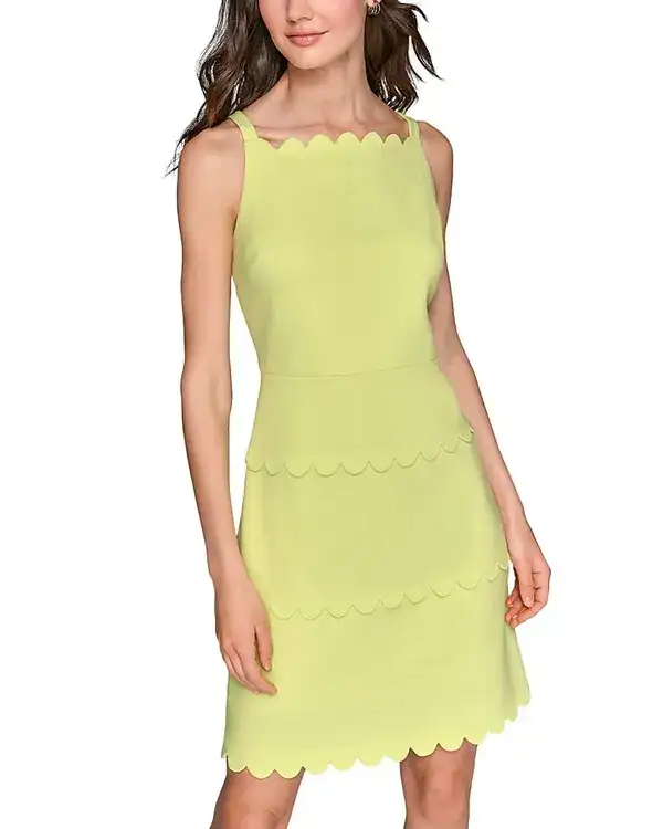 Karl Lagerfeld Paris Scallop Trim Scuba Mini Dress In Citrus Green - 30%  Off | Editorialist