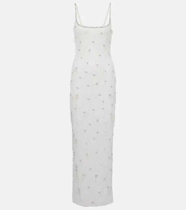 CLIO PEPPIATT Droplet Embellished Gown - White