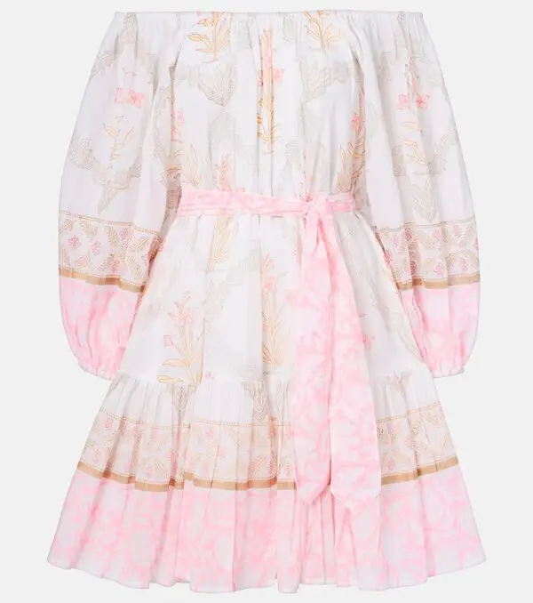 JULIET DUNN Printed Off-shoulder Mini Dress