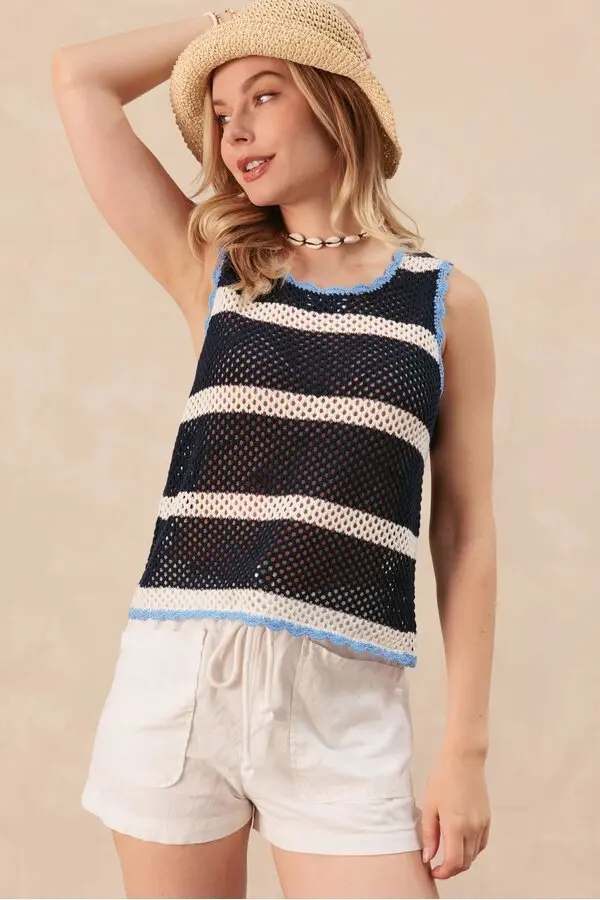 27 Miles Malibu Katherine Open Stitch Knitted Tank