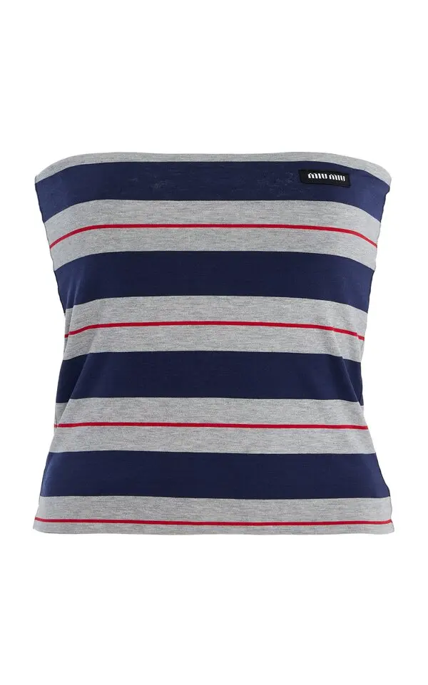 Miu Miu Striped Cotton-jersey Top