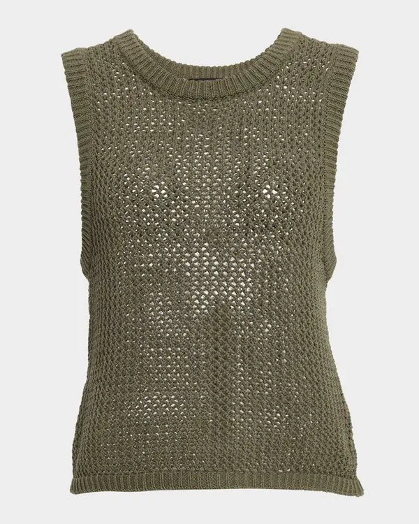 TOCCIN Estelle Crochet Racerback Tank Top - Olive