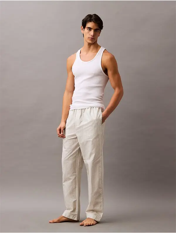 Calvin Klein Cotton Poplin Sleep Pants - Steady Stripe Pelican
