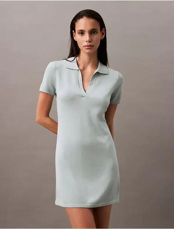 Calvin Klein Liquid Shine Mini Dress In Cloud Blue - 60% Off | Editorialist