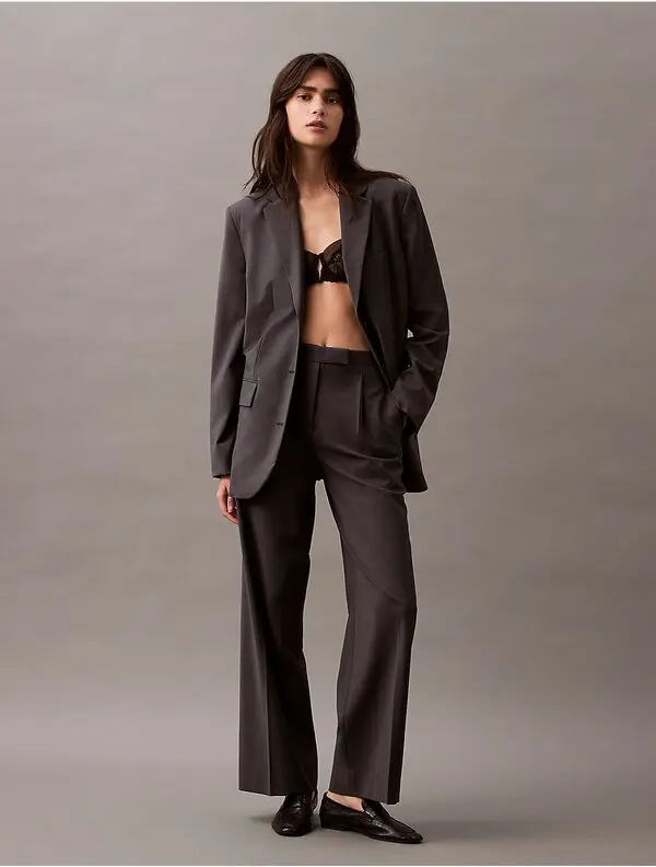 Calvin Klein Tropical Wool Blend Pleated Trousers