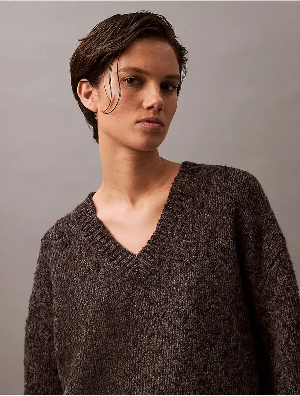Calvin Klein Melange Wool V-neck Sweater