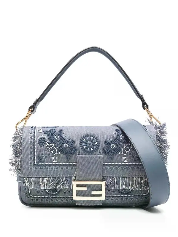 Fendi Baguette Denim Shoulder Bag
