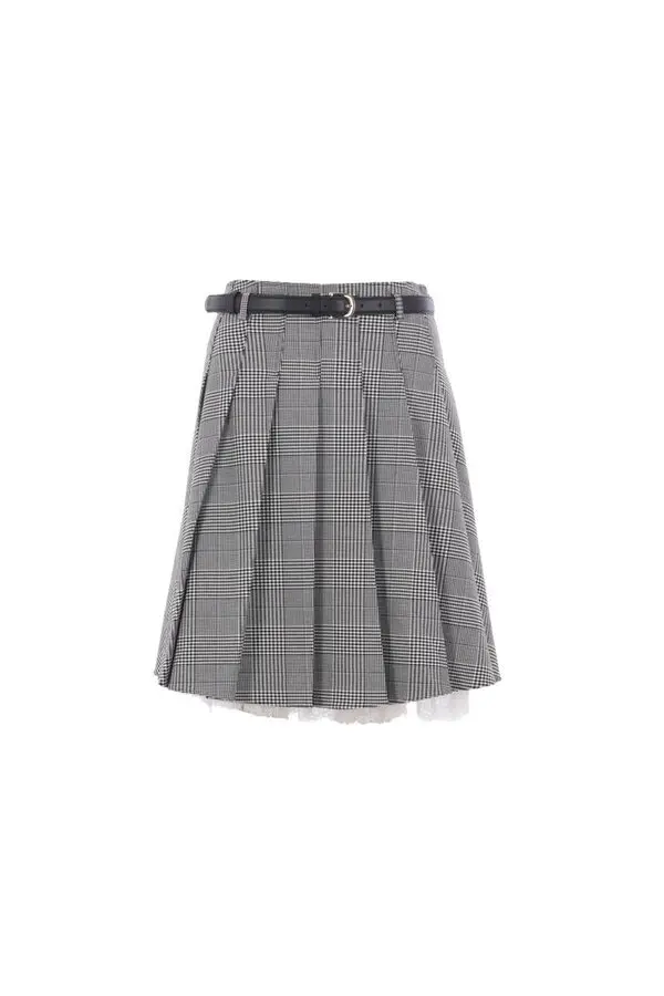 SELF-PORTRAIT Pleated Prince Of Wales Check Skirt - Multicolor