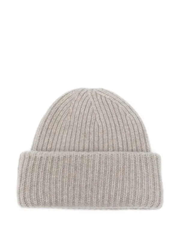 Soft Goat Cashmere Ribbed Beanie - Light Grey