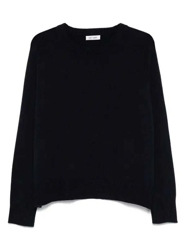 Soft Goat Cashmere Boyfriend Crewneck Jumper - Blue