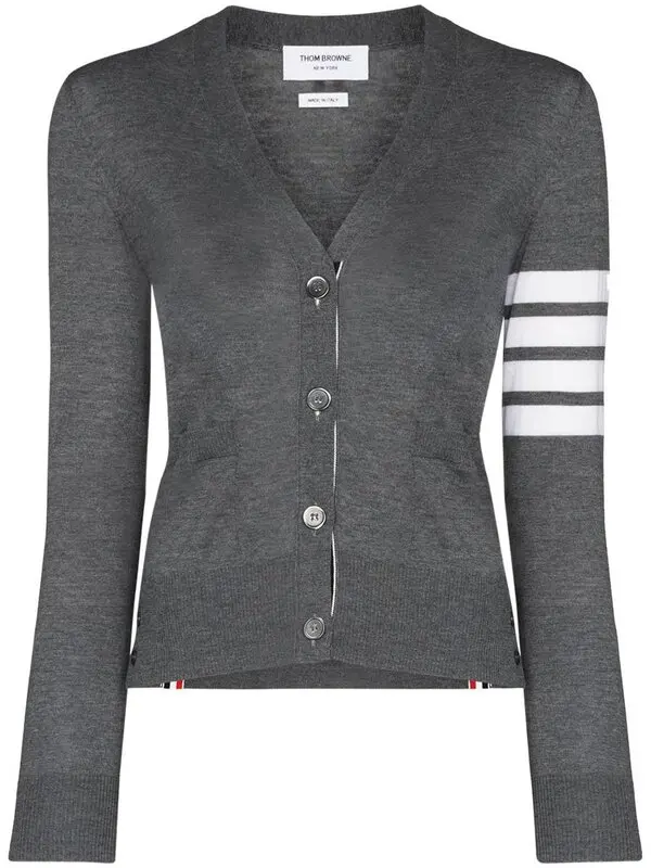 Thom Browne 4-bar Wool Cardigan - Grey