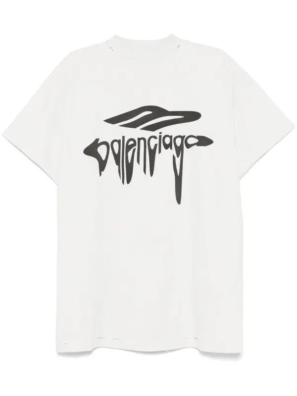 Balenciaga 3b Liquified Cotton T-shirt - White