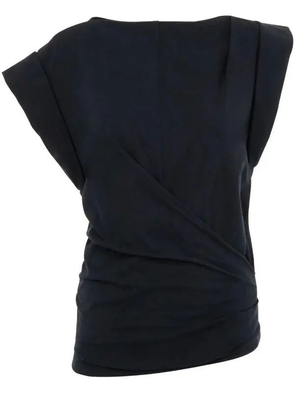 Isabel Marant Maisan Draped Cotton T-shirt - Black