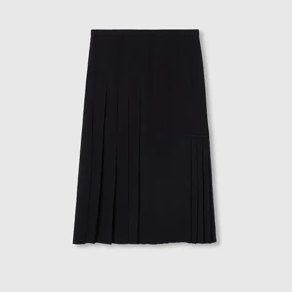Gucci Light Viscose Sable Pleated Skirt