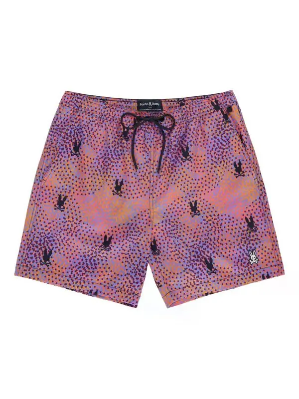 Psycho Bunny Abstract Print Swim Trunks - Purple