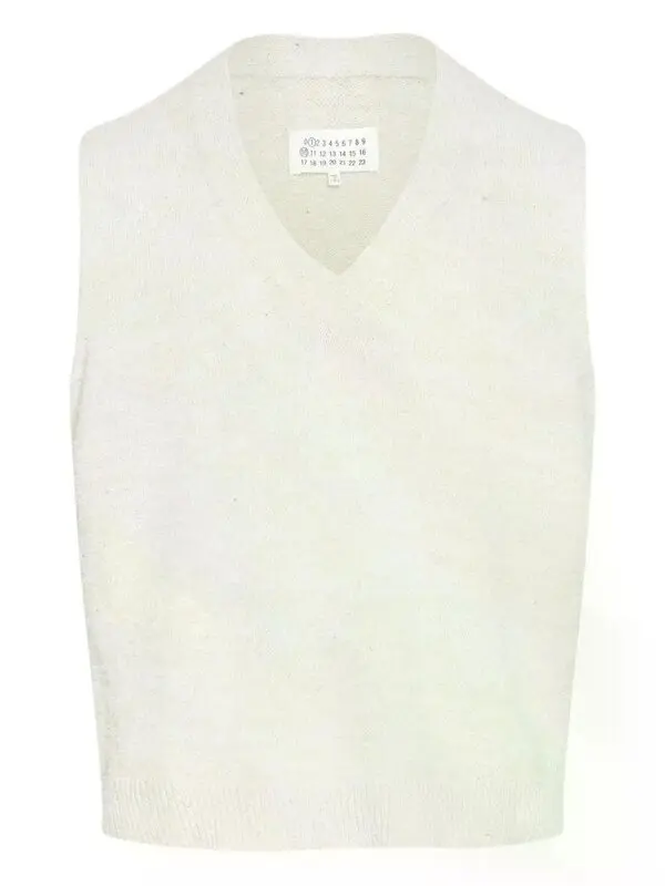 MAISON MARGIELA V-neck Sleeveless Knit Vest - Neutrals