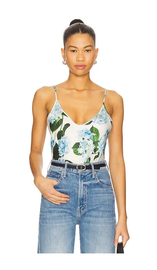 L'Agence Lexi Camisole Top - Ivory & Light Blue Hydrangea