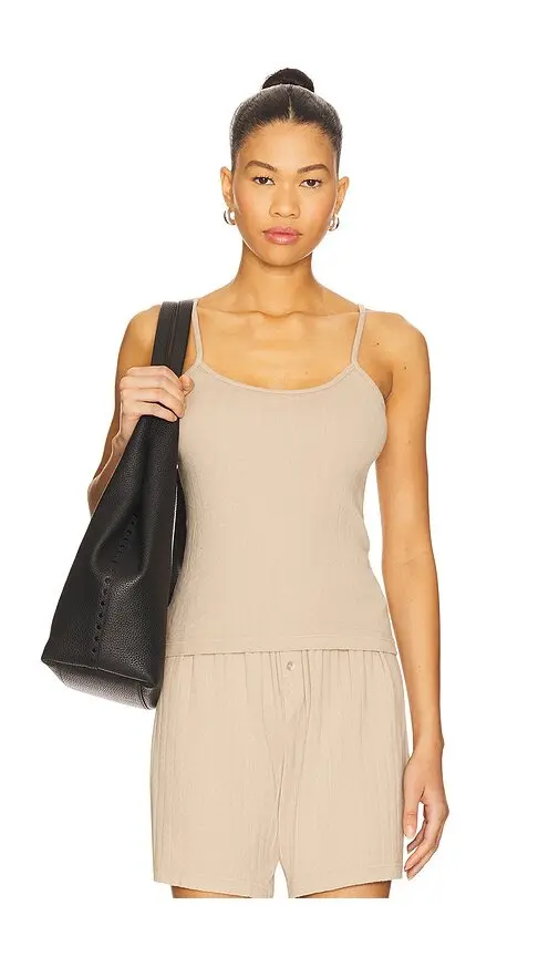 Donni. Pointelle Cami Tank Top - Shitake
