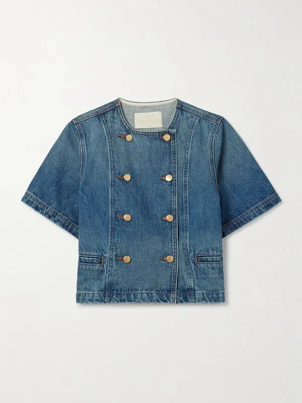 Ulla Johnson Serge Double-breasted Denim Jacket - Blue