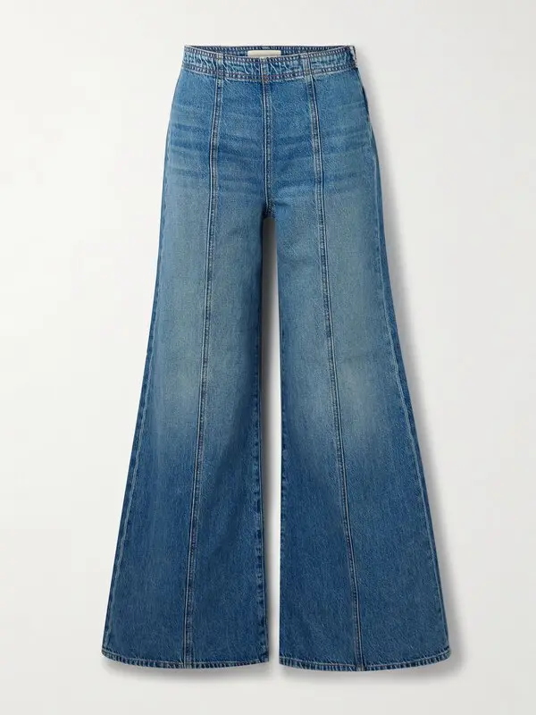 Ulla Johnson The Bianca Paneled High-rise Wide-leg Jeans - Blue