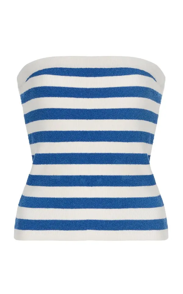 Posse Ari Strapless Striped Top - Blue