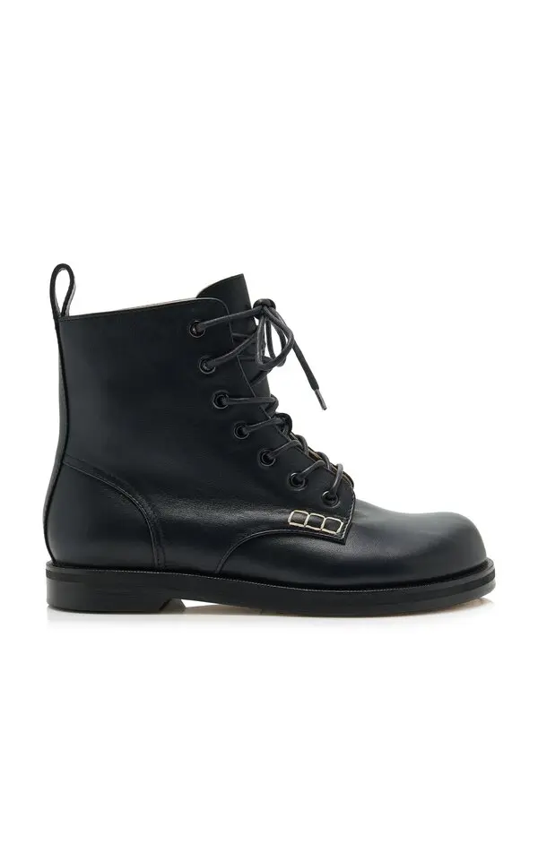 JW Anderson Loafer Lace-up Leather Boots - Black