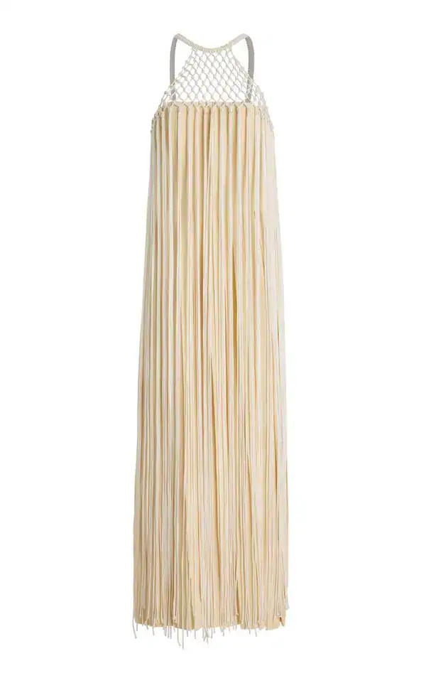 Gabriela Hearst - Tacia Fringed Silk Maxi Dress - Ivory - M - Moda Operandi