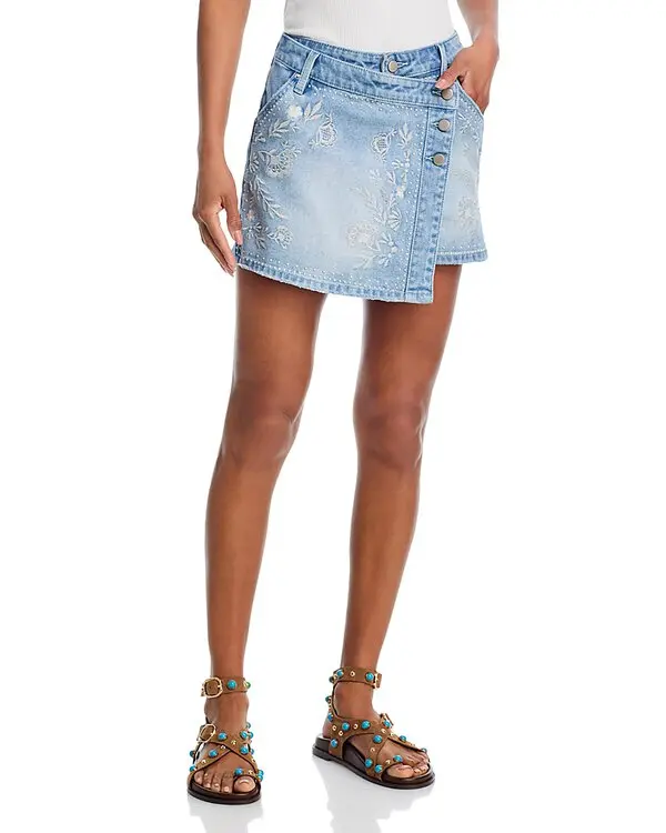 Aqua Embroidery Stud Crossover Skort