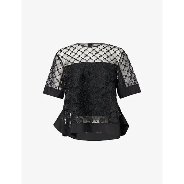3.1 Phillip Lim Flounce Short-sleeve Corded Lace Top