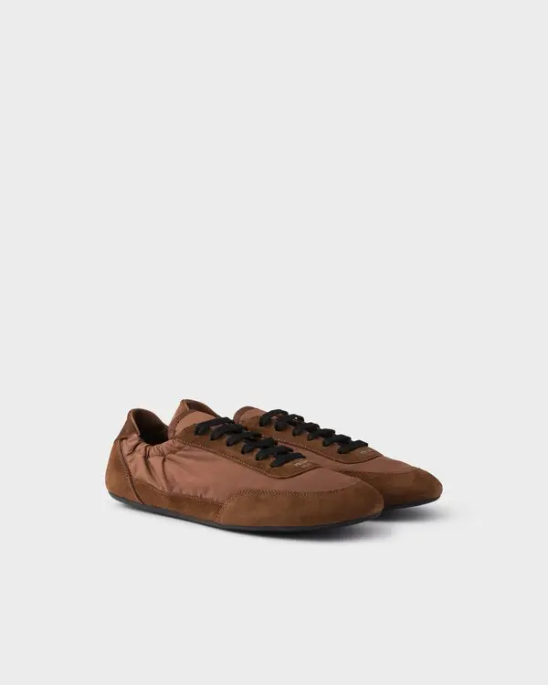 Prada Re-nylon And Suede Sneakers - Palisander